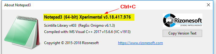 About dialog · Issue #447 · rizonesoft/Notepad3 · GitHub