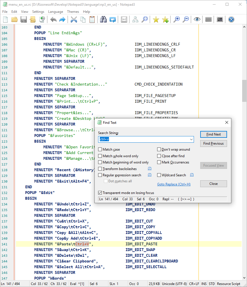 Scheme Highlighting Breaks With Smaller Window Size · Issue 1104 · Rizonesoftnotepad3 · Github