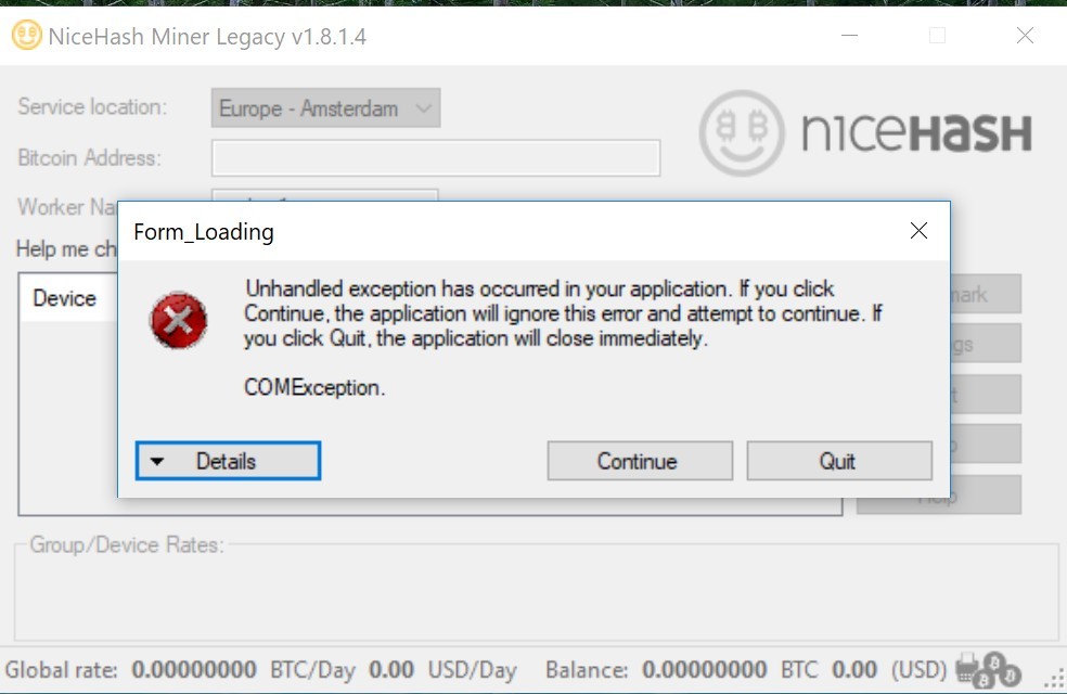 NHML-1.8.1.5- crush - unhandled exception at start · Issue #714 · nicehash/NiceHashMiner · GitHub
