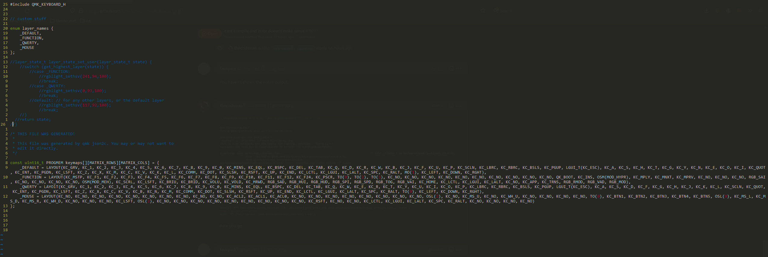 Cant Compile And Error Doesnt Make Sense · Issue 19092 · Qmkqmkfirmware · Github