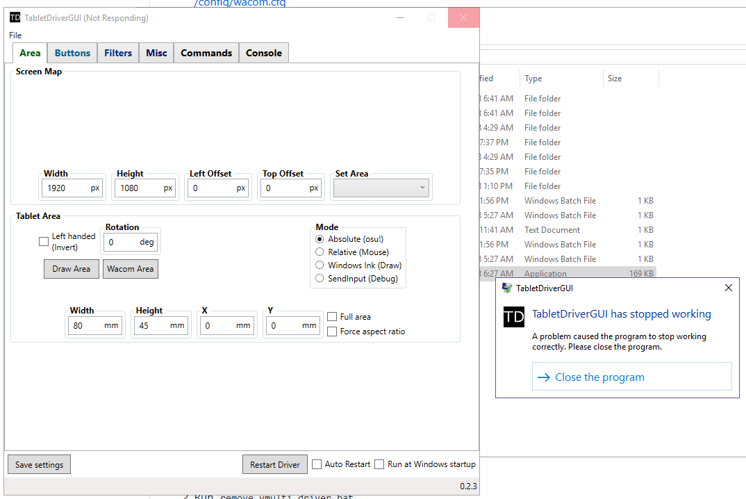Driver GUI crashes immediately on startup · Issue #765 · hawku/TabletDriver · GitHub