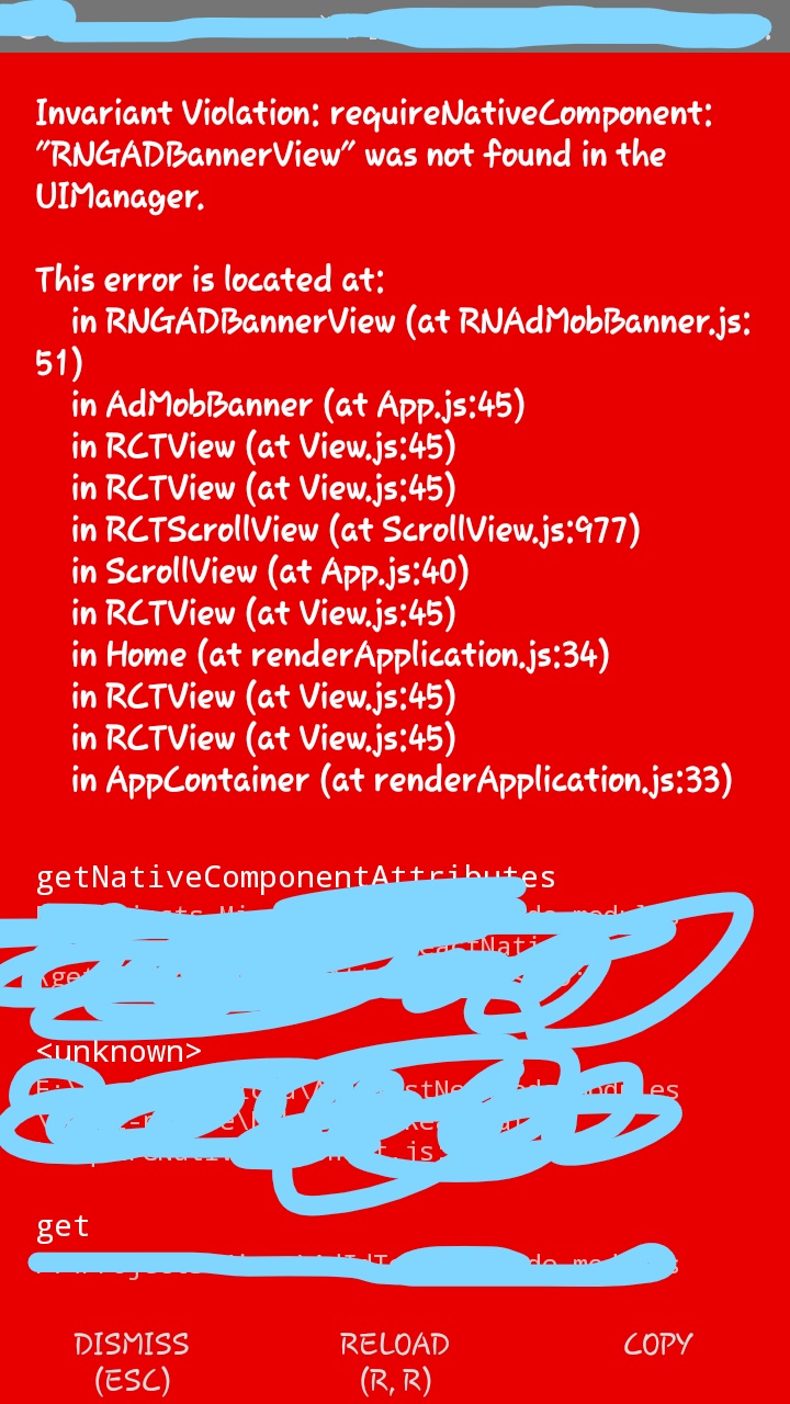 invariant violation requirenativecomponent: 'rngadbannerview' was not found in the uimanager ...