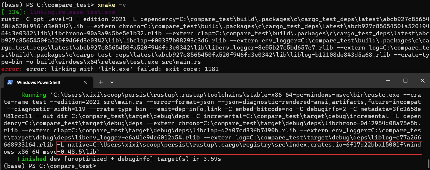 Windows下Cargo build正常而xmake无法编译 · Issue #4216 · xmake-io/xmake · GitHub