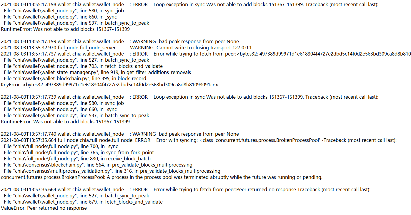 [BUG] wallet chia.wallet.wallet_node : ERROR Loop exception in sync Was not able to add blocks ...