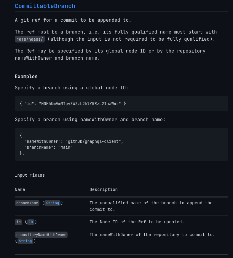 Incorrect Example For Committablebranch Input Objec · Issue 10197 · Github Docs · Github