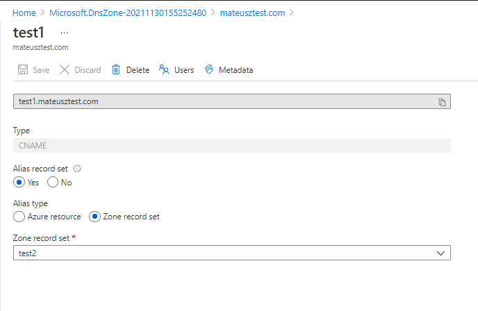 How to set alias record set for cname · Issue #14200 · Azure/azure-cli · GitHub