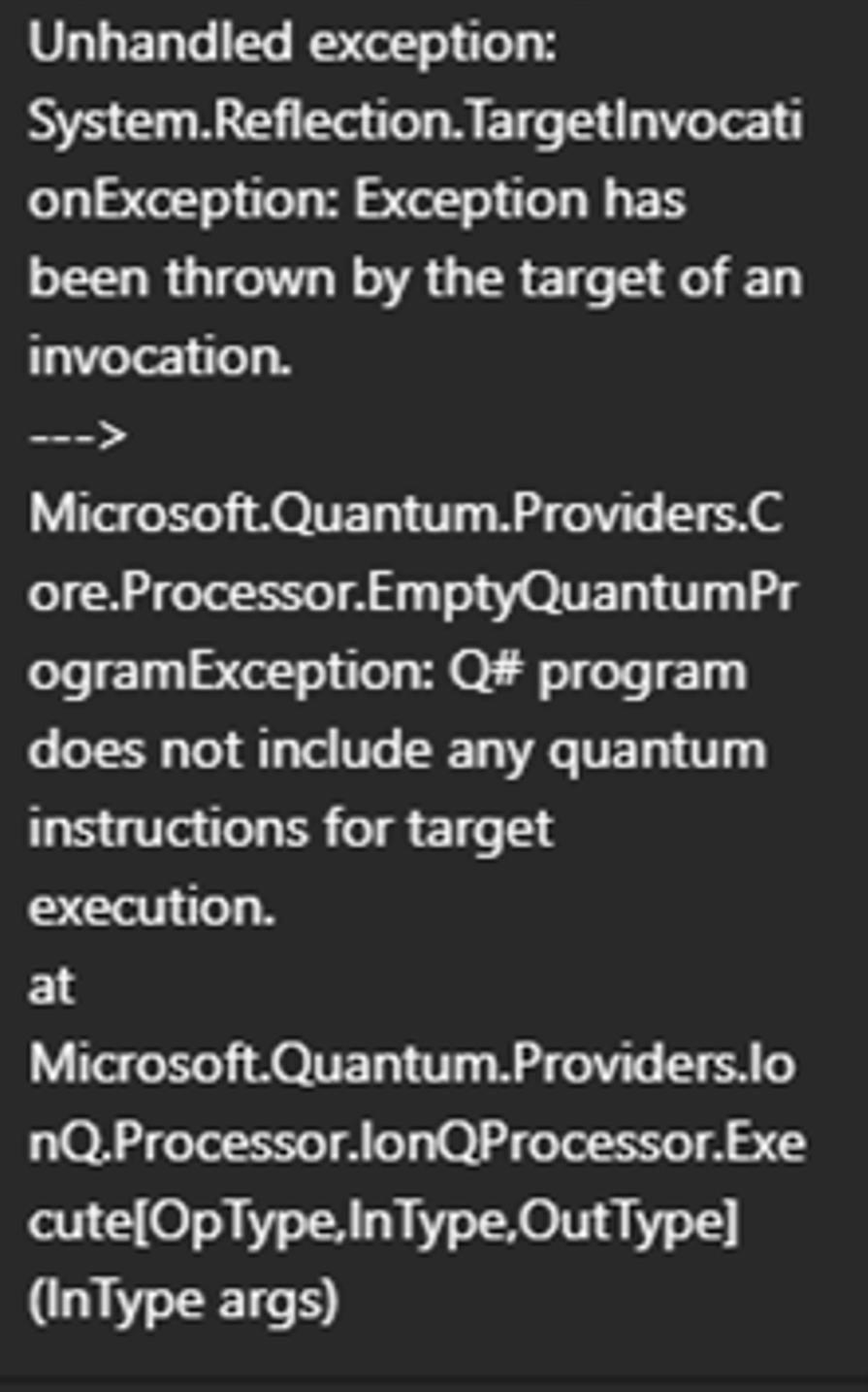 Improve error message and handling when a program without quantum ...