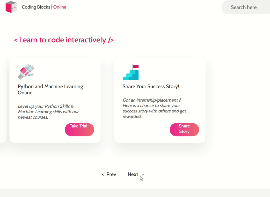 Cards Scrolling Even After Last One · Issue 307 · Coding Blocks Codingblocks Online Projectx