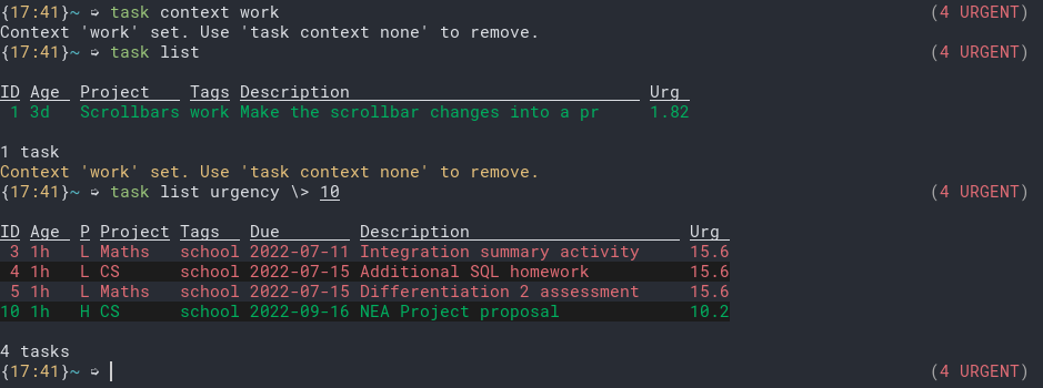 Some filters don't obey task contexts · Issue #2917 · GothenburgBitFactory/taskwarrior · GitHub