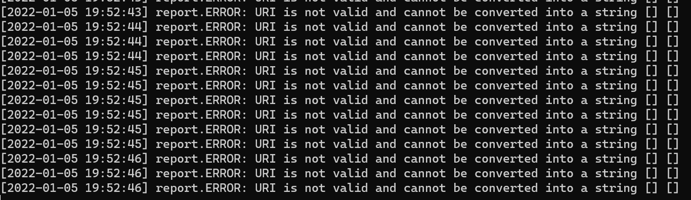 URI is not valid and cannot be converted into a string when trying to ...