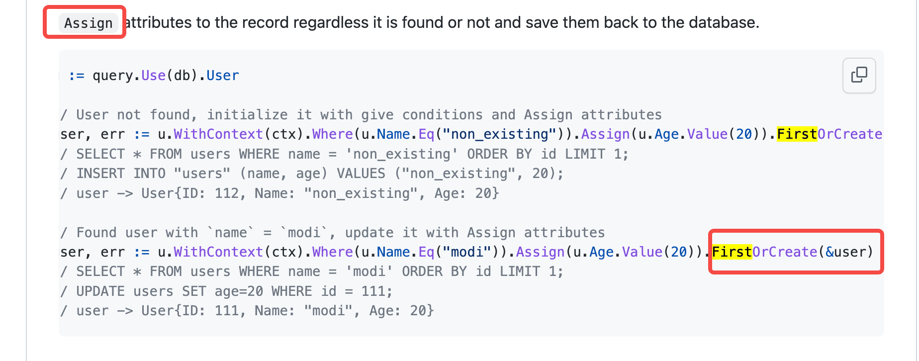 [FirstOrCreate](https://github.com/go-gorm/gen#firstorcreate) 方法不支持传入参数，是否是需要更新README文档？ · Issue ...