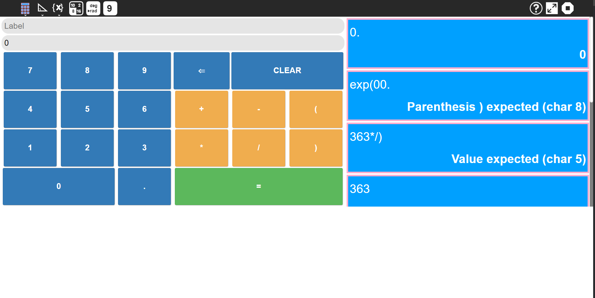 Improve Usability Of Calculator Activity Add Clear Button For Result Area · Issue 1294
