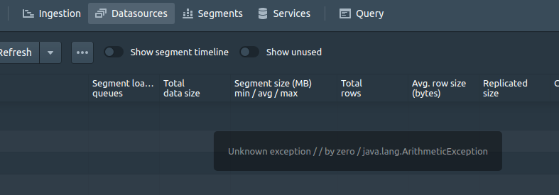 Druid console: ArithmeticException in Datasources tab · Issue #10707 · apache/druid · GitHub
