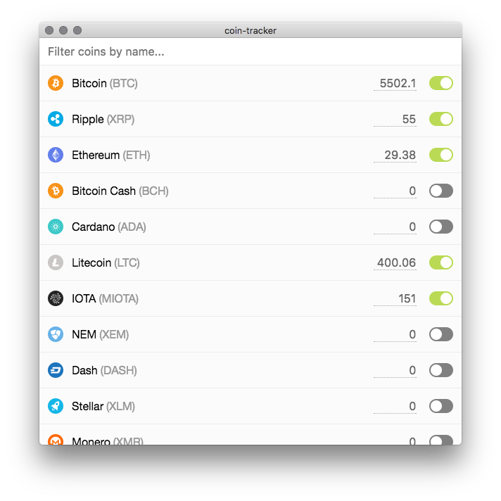 GitHub - BlakeWilliams/coin-tracker: Hacky Electron project for viewing cryptocurrency prices in ...