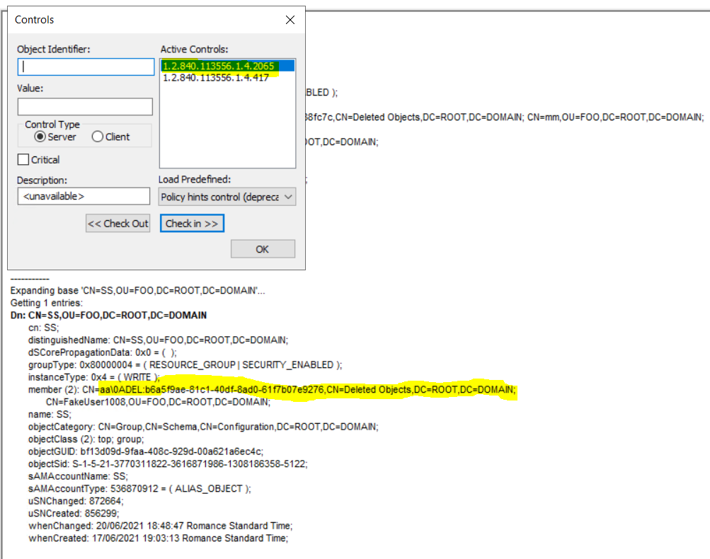 LdapConnection BeginSendRequest does not provide information requested ...