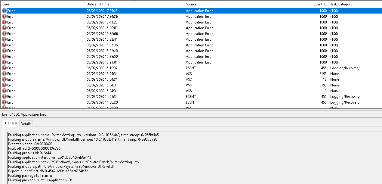 Faulting Module Name Windows Ui Xaml Dll Version 10 0 18362 449 · Issue 1940 · Microsoft