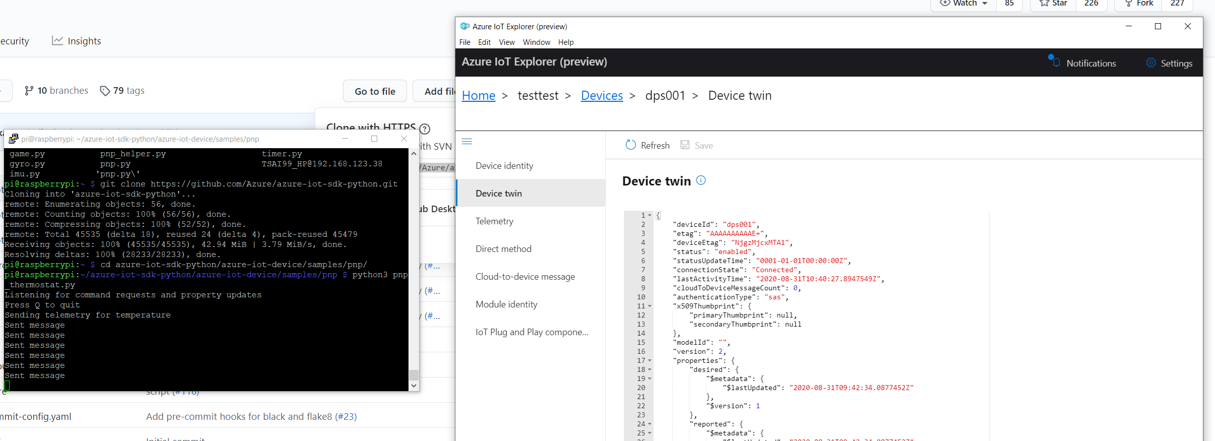 pnp device sample, pnp_thermostat.py & pnp_temp_controller_with_thermostats.py ,DPS success but ...