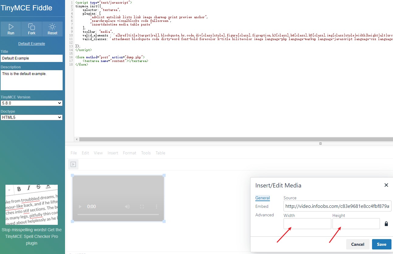 when valid_elements and valid_classes enabled,media video lost width ...