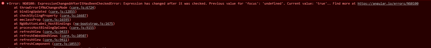 [NgbButtonLabel] Expression has changed after it was checked. Previous value for 'focus ...