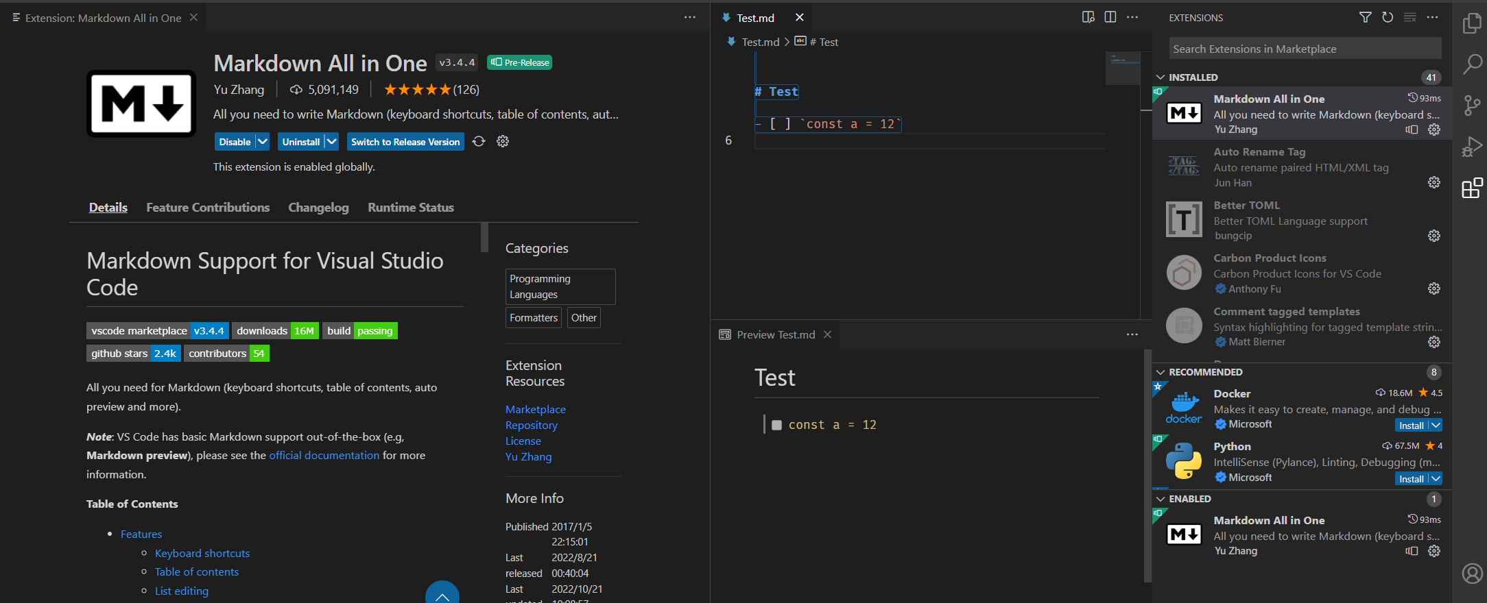 checkbox inline code outline wrong selection · Issue #1187 · yzhang-gh/vscode-markdown · GitHub