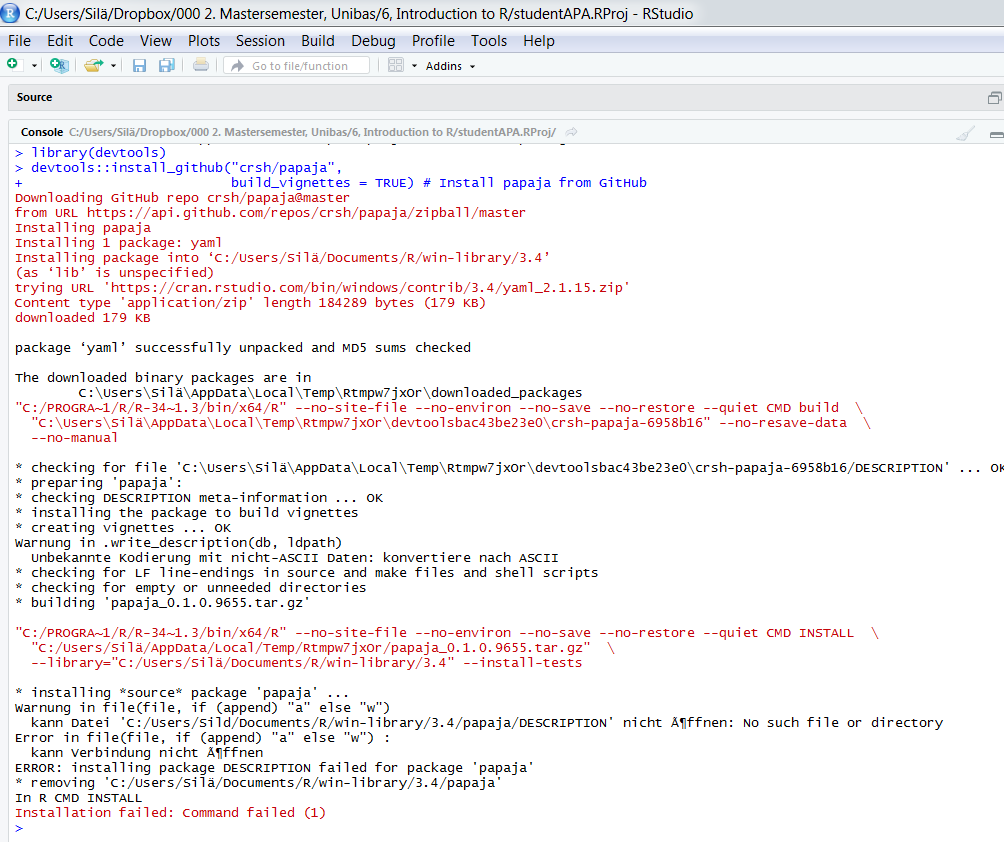 Unable to install papaja :( · Issue #161 · crsh/papaja · GitHub