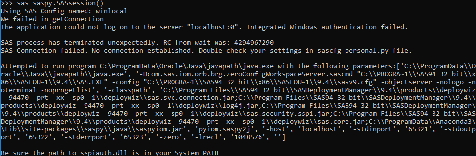 The application could not log on to the server "localhost:0". Integrated Windows authentication ...