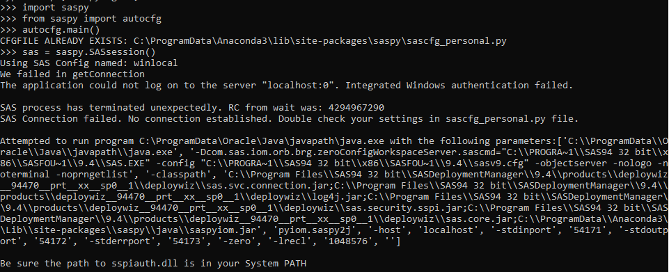 The application could not log on to the server "localhost:0 ...