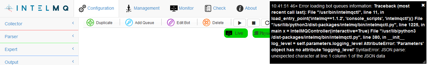 Error loading bot queues information · Issue #184 · certtools/intelmq-manager · GitHub