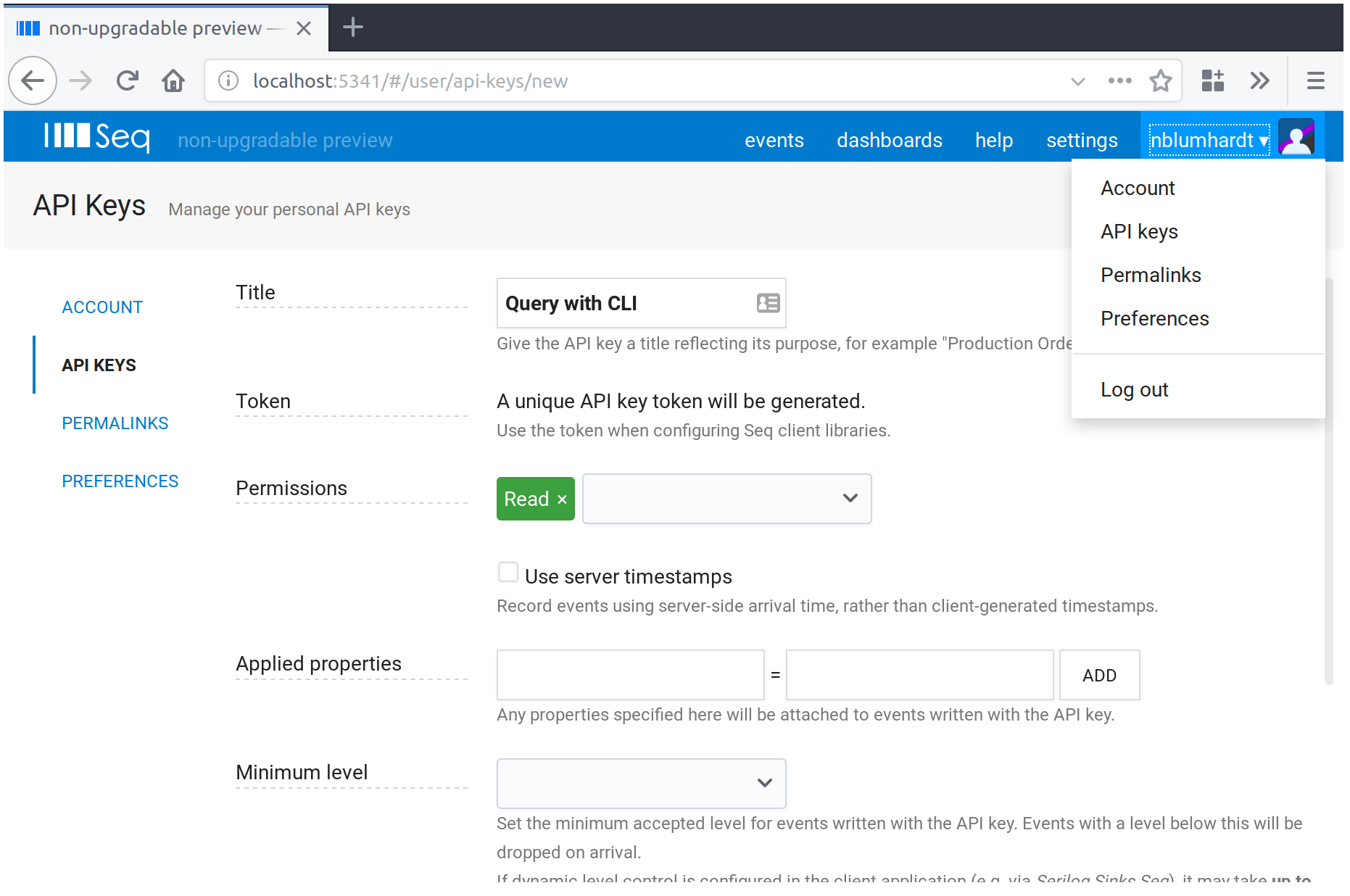 Delegate user permissions through API keys · Issue #668 · datalust/seq-tickets · GitHub