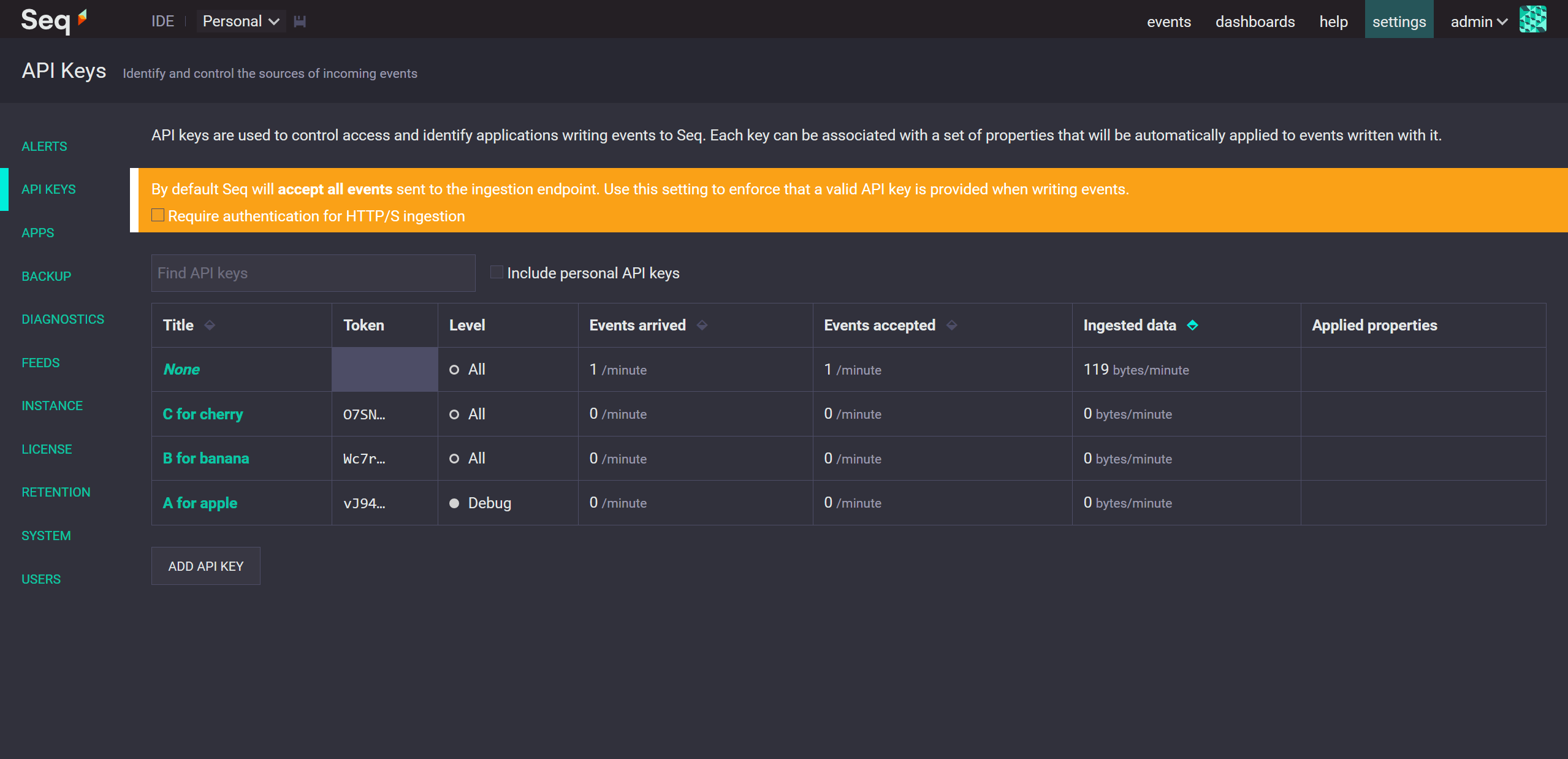 Enhanced filtering and sorting of API Keys · Issue #868 · datalust/seq-tickets · GitHub