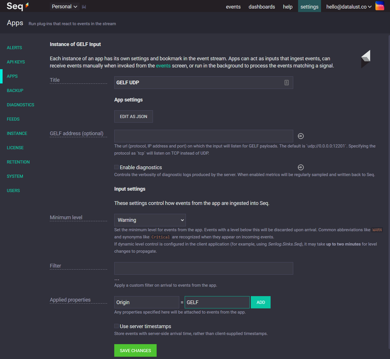 Attach additional properties to events from custom inputs (e.g. health checks, GELF endpoints ...