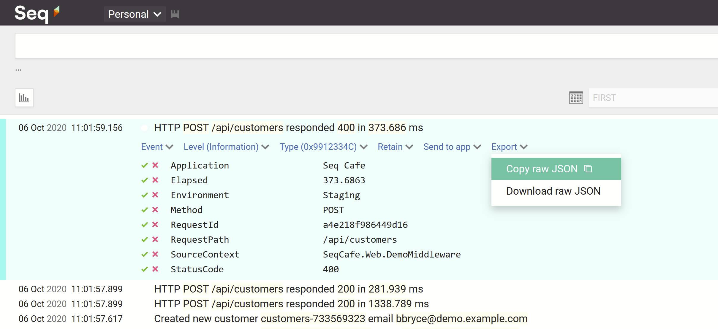 Option to copy raw JSON representation of an event directly to the clipboard · Issue #1052 ...
