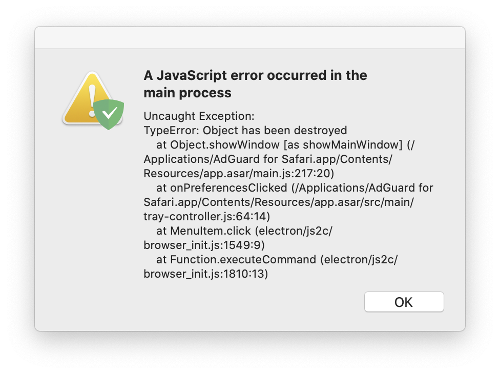 "TypeError: Object has been destroyed" on AdGuard preferences · Issue #386 · AdguardTeam ...
