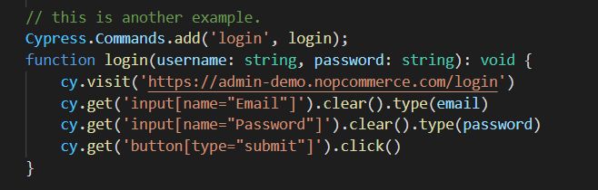 'Property 'login' does not exist on type 'cy & EventEmitter'.' error is showing with custom ...