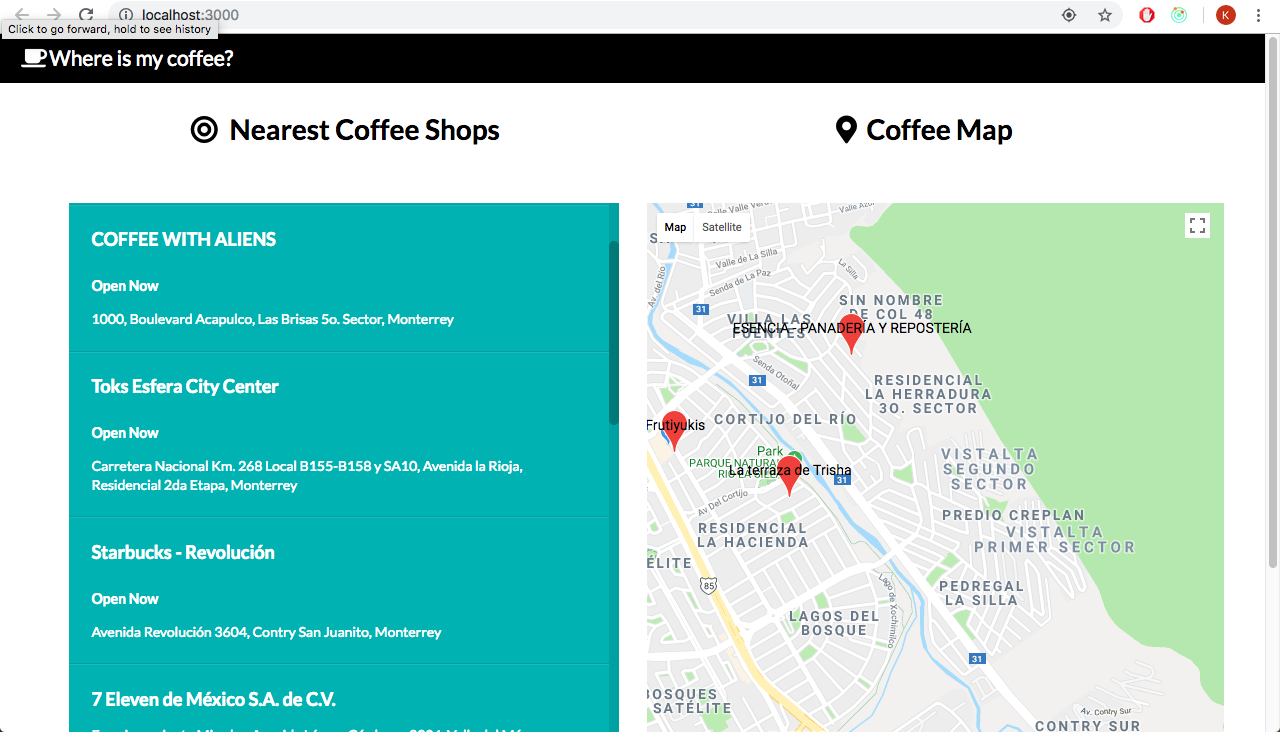 GitHub - KalevAg95/whereismycoffee: ReactJs Web App to find near Coffee Shops