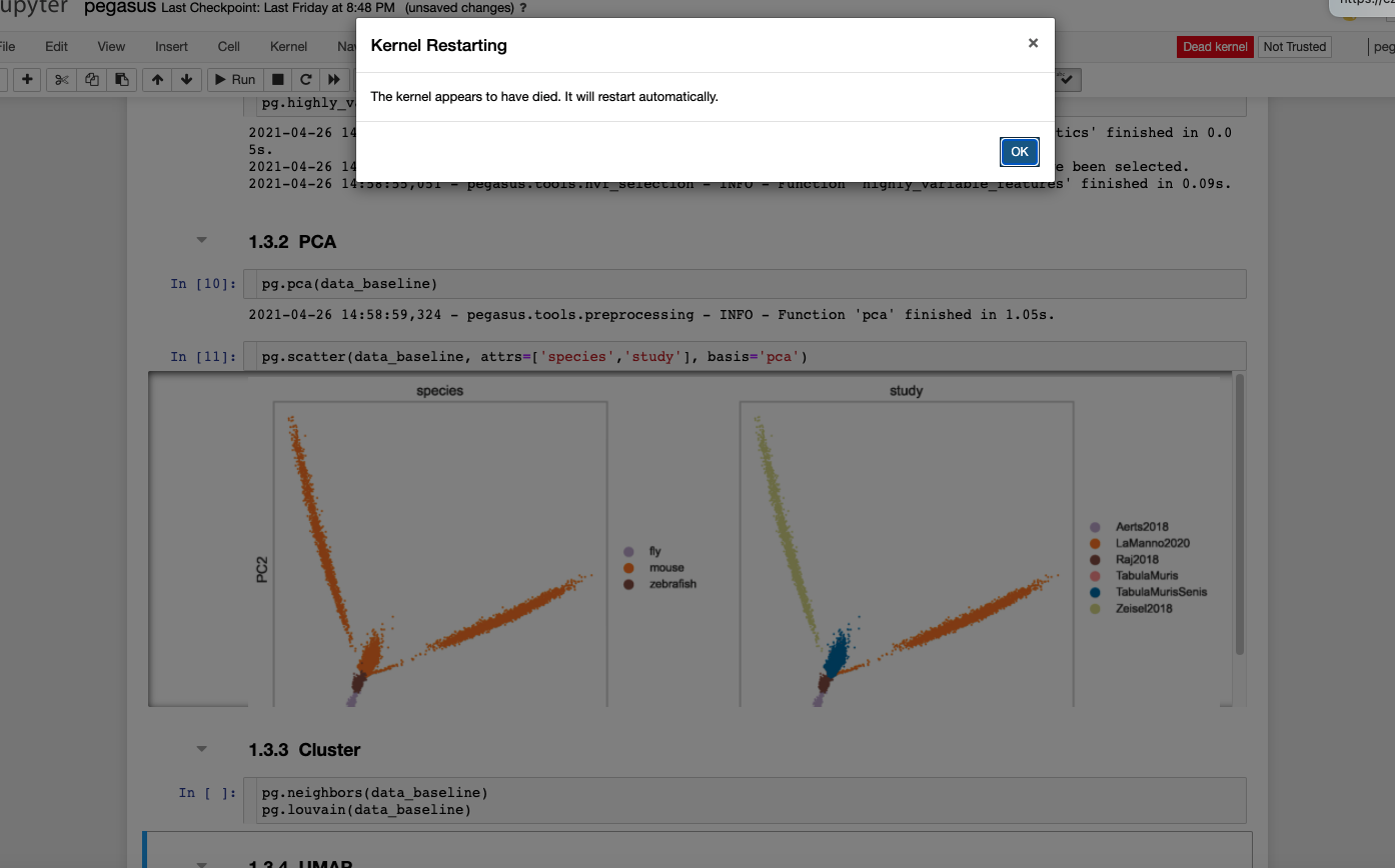 Kernel dies during pg.neighbors() · Issue #185 · lilab-bcb/pegasus · GitHub