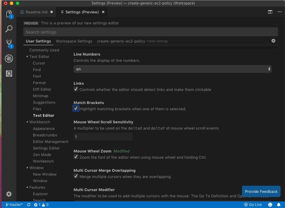 New settings editor needs to provide information on settings being ...