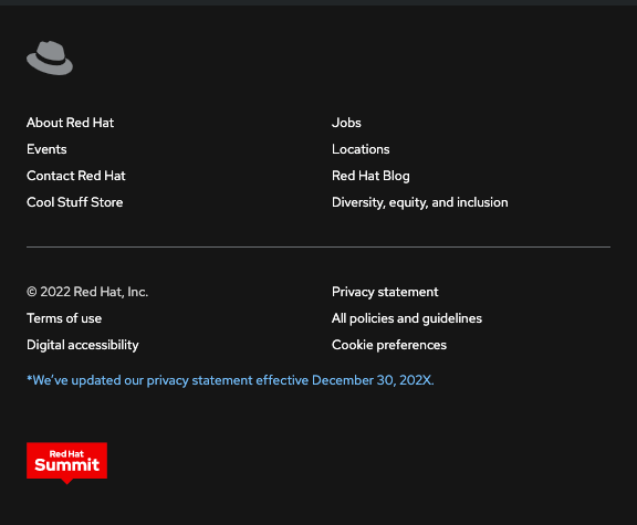 [bug] footer: two column breakpoint on global footer not present · Issue #496 · RedHat-UX/red ...