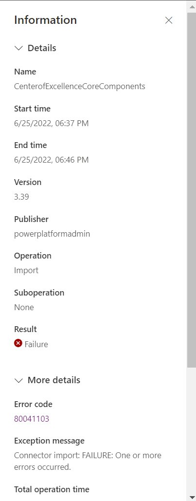 [CoE Starter Kit - QUESTION] Core Components 3.39 Connector Import Failure 0x80060439 · Issue ...