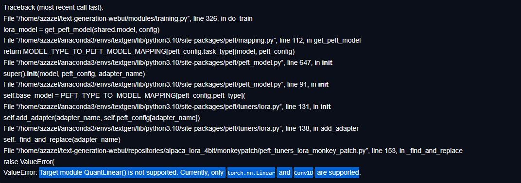 Target Module Quantlinear Is Not Supported Currently Only Torch Nn Linear And Conv1d Are