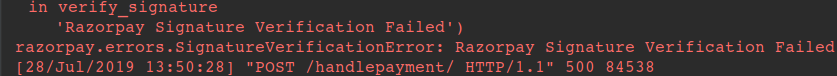 payment signature verification failure · Issue #70 · razorpay/razorpay-python · GitHub