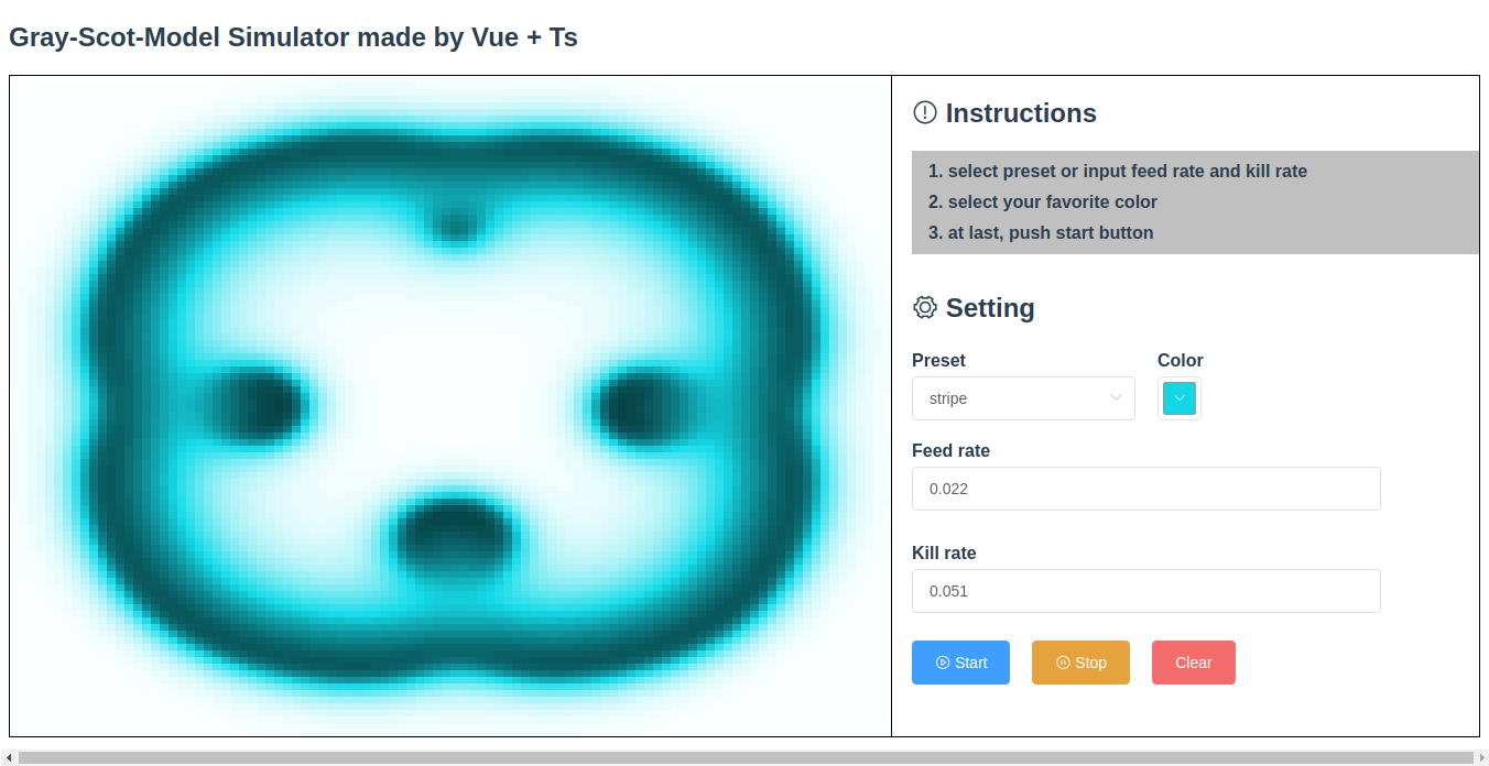 GitHub - Kashiwara0205/Gray-Scott-Model-Simulator: gray-scott-model implemented by vue + ts