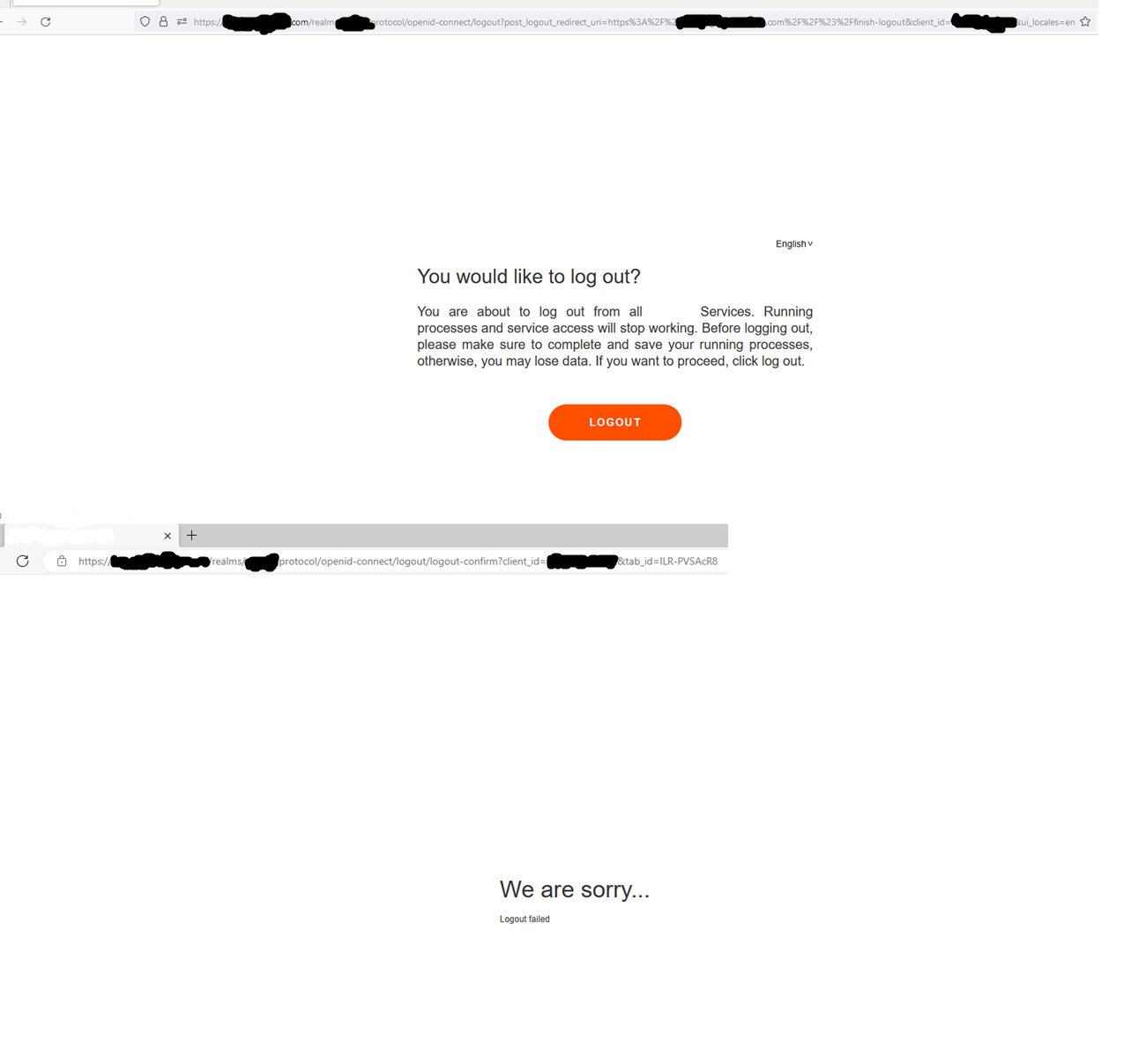 Leaving Single Sign Out page open for too long and then confirming ...