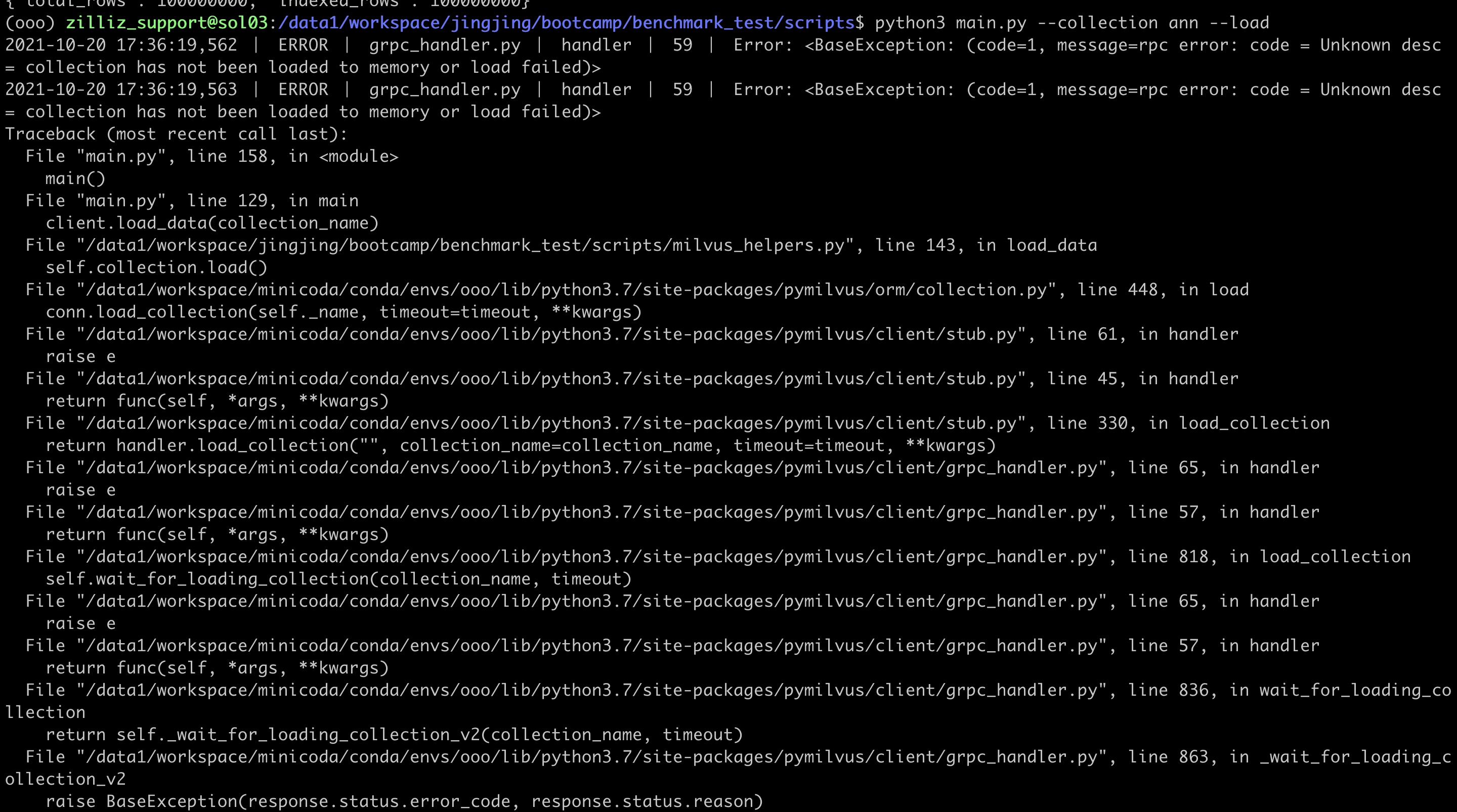 [Bug]: Milvus collection load error · Issue #10295 · milvus-io/milvus · GitHub