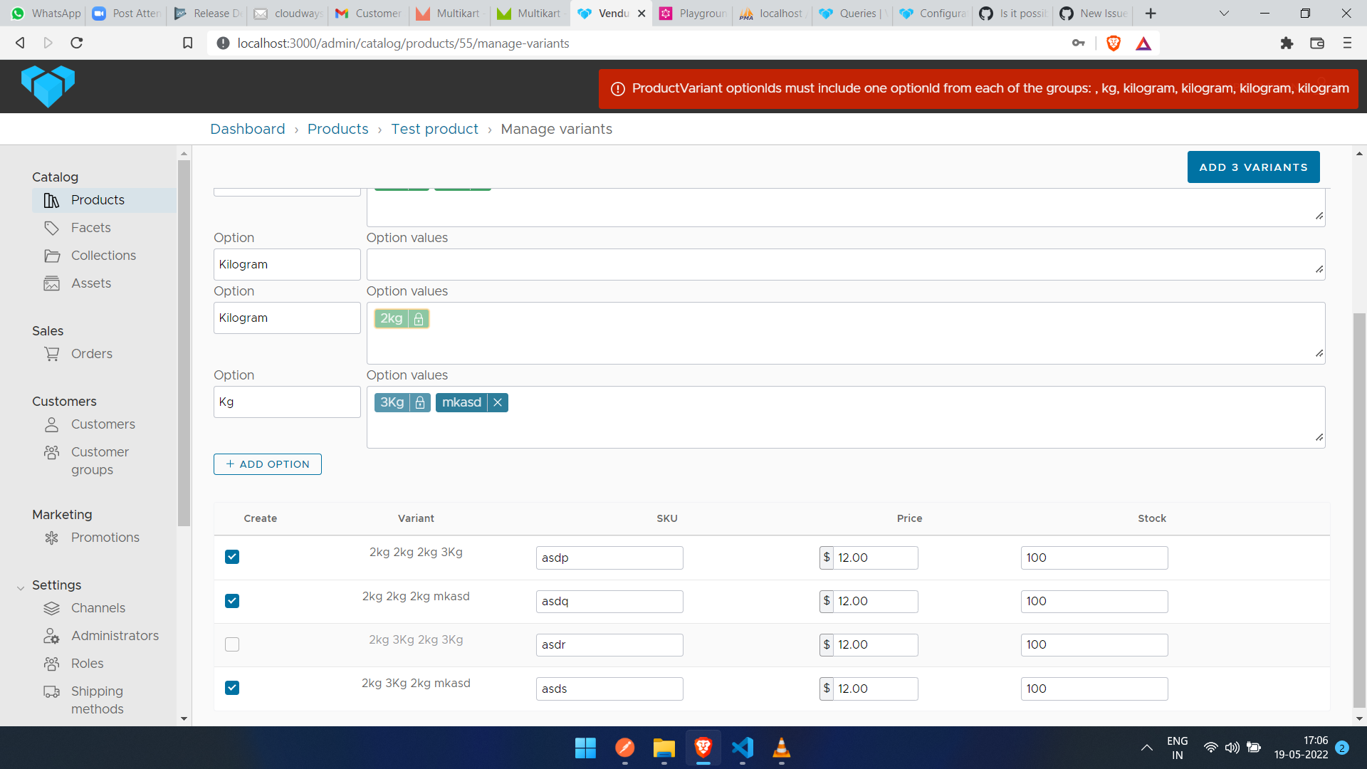 Issue With Manage Variants · Issue 1575 · Vendure Ecommercevendure · Github