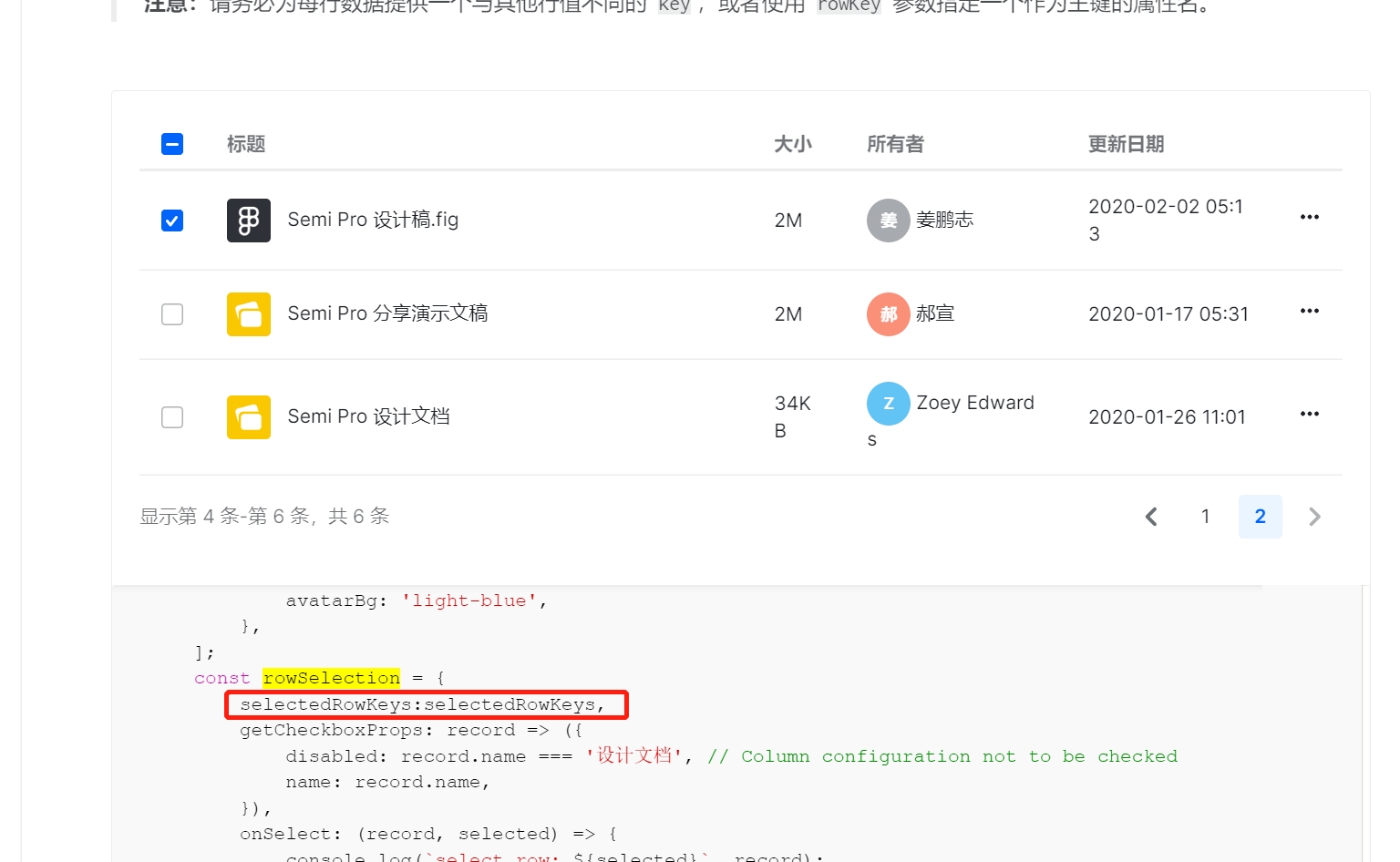 Table组件，rowselection添加受控的selectedrowkeys，第二页选择后，页码以及数据会回到第一页 · Issue