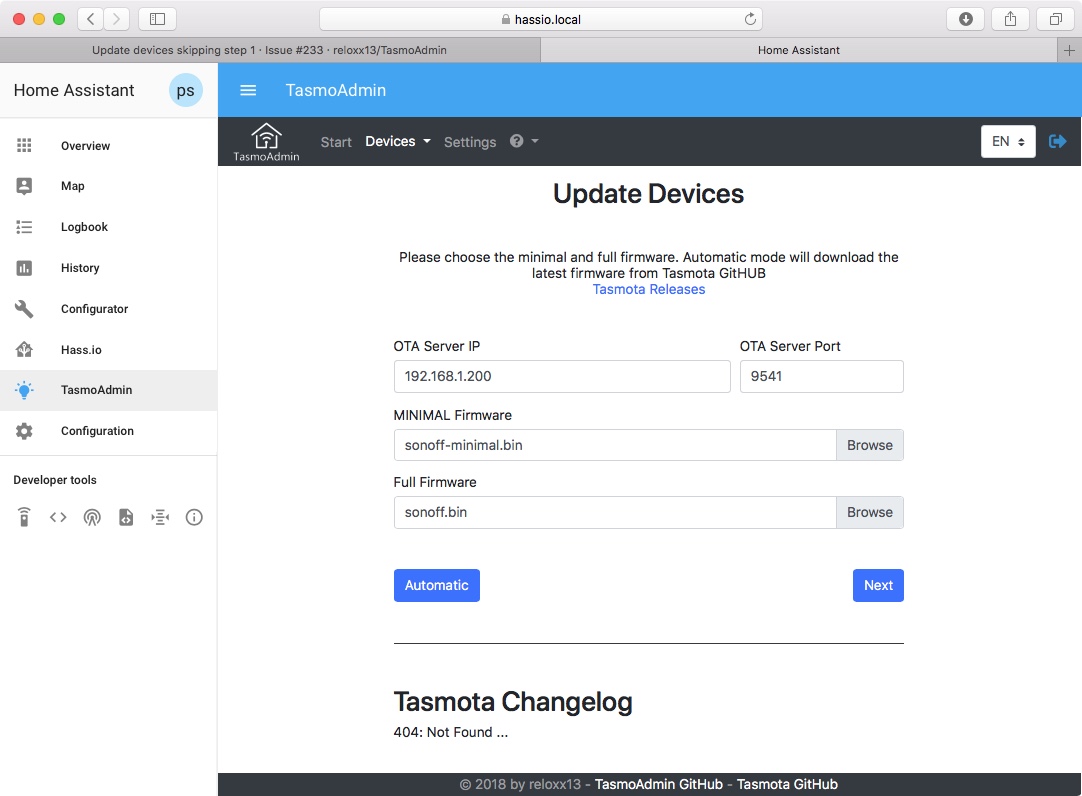 Update devices skipping step 1 · Issue #233 · TasmoAdmin/TasmoAdmin · GitHub