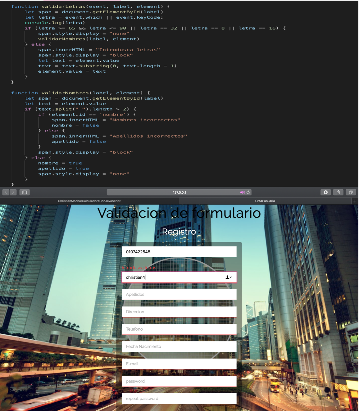 GitHub - ChristianMocha/ValidacionFormulario