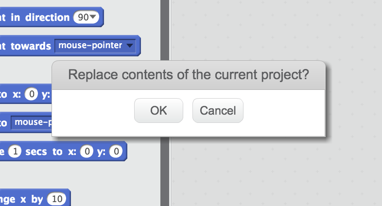 Need Design For Modal Prompt Confirm When User Will Replace Contents Of Current Project · Issue