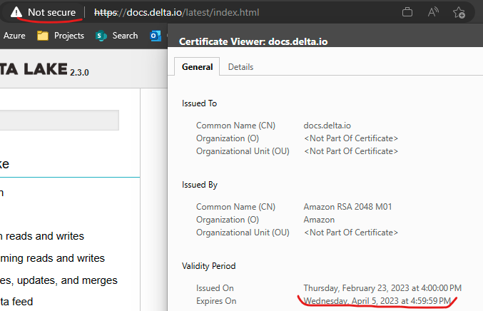 [bug] Ssl Cert Is Outdated · Issue 1686 · Delta Io Delta · Github
